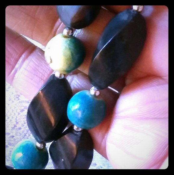 Vintage | Jewelry | Vintage Wood Bead Inlay Statement Necklace | Poshmark